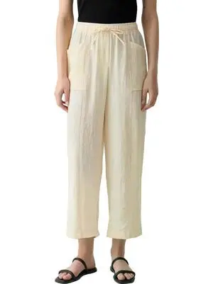 BENETTON Cropped Straight-leg Trousers With Drawstring Waist - White