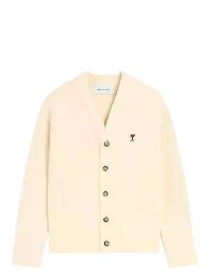 AMI Paris Cotton And Wool Arrow Cardigan - Neutrals