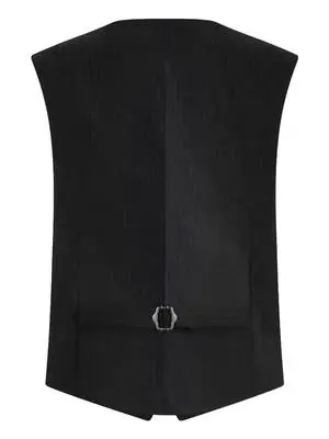 BLAZÉ MILANO Virgin Wool Pinstripe Waistcoat - Black