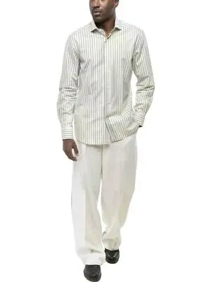 Corneliani Striped Cotton Shirt - Green