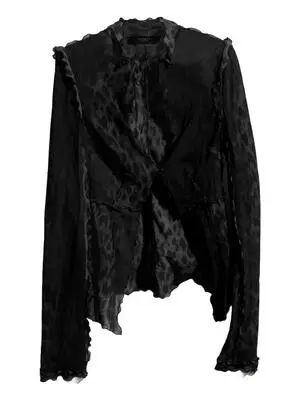 Gucci Leopard Print Ruffled Blouse - Black