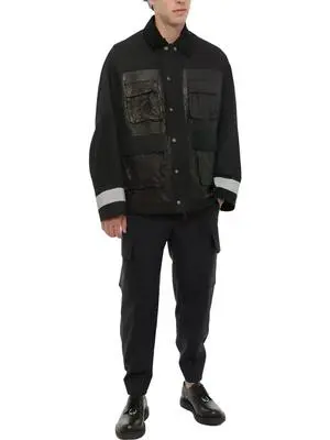 Neil Barrett Paneled Corduroy Collar Shirt Jacket - Black