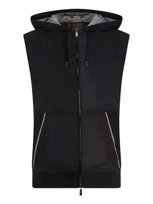 MOORER Sleeveless Hooded Waistcoat - Black
