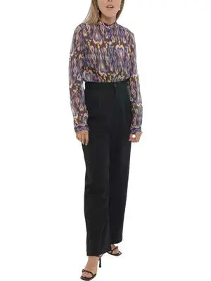 OBLÒ UNIQUE Wide Leg Pleated Trousers - Black