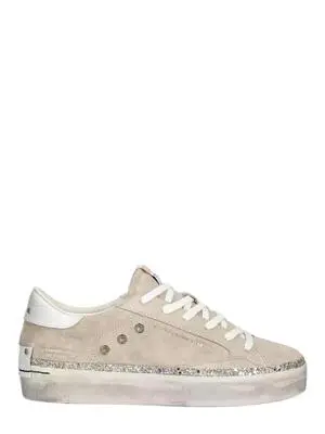 CRIME LONDON Distressed Glitter Detail Sneakers - Neutrals