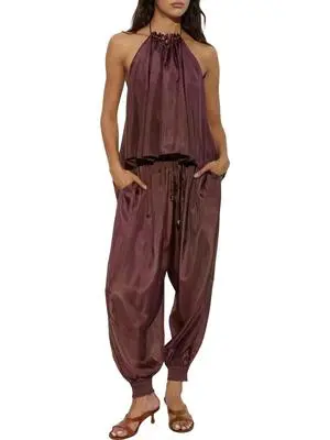 Zimmermann Halter Neck Top With Gold-tone Bead Embellishment - Brown