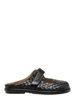 SERGIO MORETTI FIRENZE Woven Buckle-fastening Slipper - Black