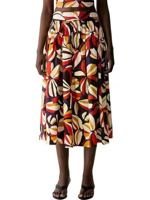 BENETTON Benetton Floral Print Pleated Midi Skirt