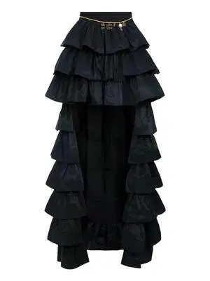 Elisabetta Franchi Ruffled Asymmetrical Taffeta Skirt - Black