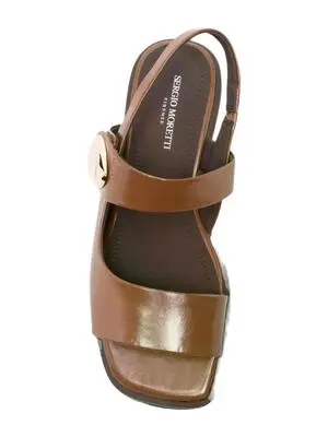 SERGIO MORETTI FIRENZE Gold-tone Hardware Slingback Sandals - Brown