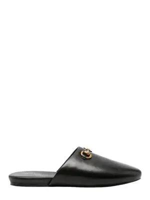 SERGIO MORETTI FIRENZE Horsebit Leather Mules - Black