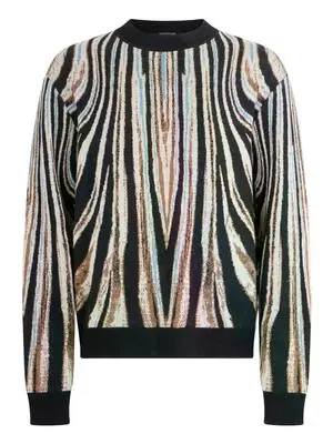 Roberto Cavalli Tiger Print Knit Sweater - Black