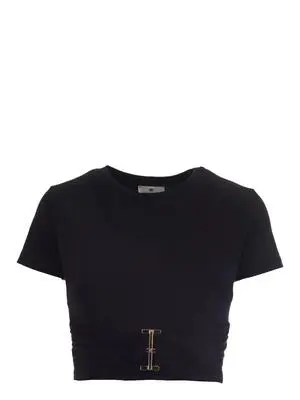Elisabetta Franchi Logo Plaque T-shirt - Black