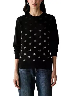 KARL LAGERFELD Karl Lagerfeld Crystal Embellished Logo Pattern Crew Neck Sweater