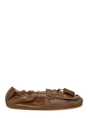 Elisabetta Franchi Calf Leather Loafers With Tassel Detail - Brown