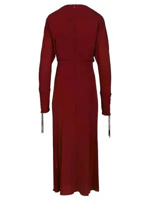 Max Mara Long-sleeve Maxi Dress With Draped Detailing - Red