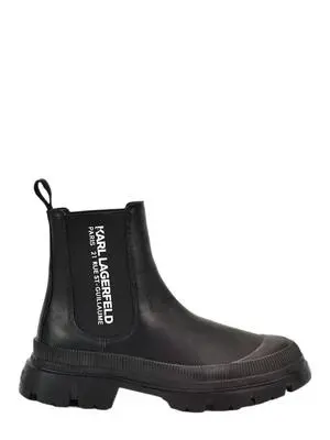 Karl Lagerfeld Logo Print Ankle Boots - Black