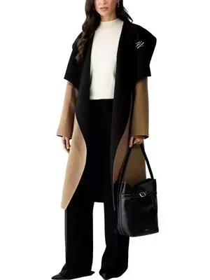 Karl Lagerfeld Reversible Belted Coat With Embroidered Logo - Black