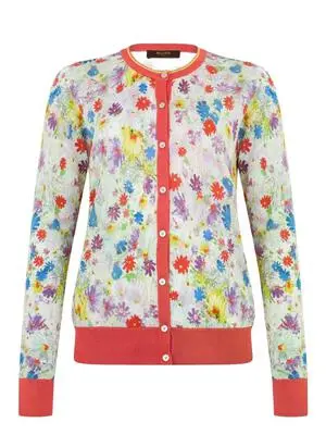 MOORER Floral-print Button-up Cardigan - White