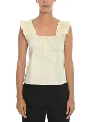 SAMSOE SAMSOE Sleeveless Square Neck Blouse With Ruffled Straps - Neutrals