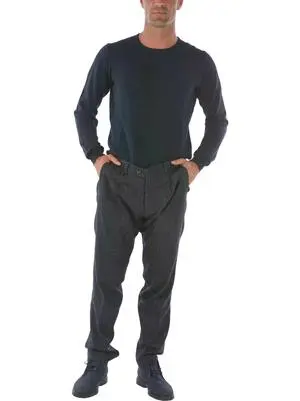 CRUNA Herringbone Pleated Trousers - Blue