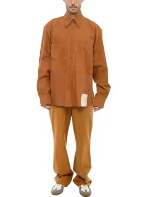 RAMAEL Italian-collar Cotton Shirt - Brown