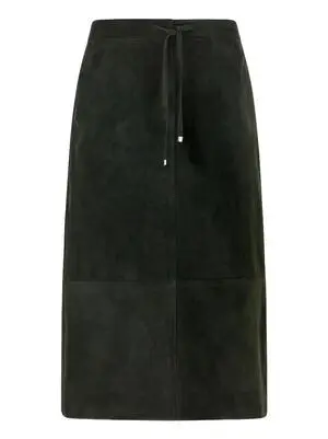 Max Mara Suede Midi Skirt - Green