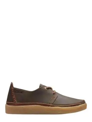 Clarks Oakpark Lace Leather Sneakers - Brown