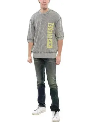 DIESEL® Acid Wash Logo Print Sweater - Grey