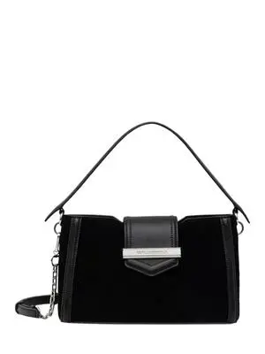Karl Lagerfeld Suede Panelled Shoulder Bag - Black
