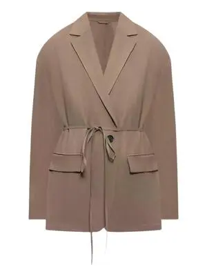 Brunello Cucinelli Belted Waist Notched Lapel Jacket - Neutrals