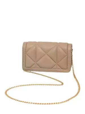 Moschino Quilted Logo Plaque Crossbody Bag - Neutrals