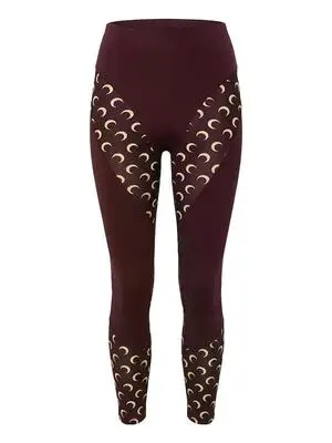 MARINE SERRE Moon-print Panelled Leggings - Red