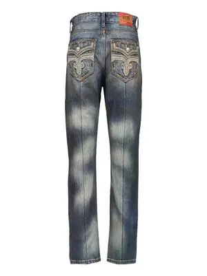 424 Dark Wash Embroidered Jeans - Blue