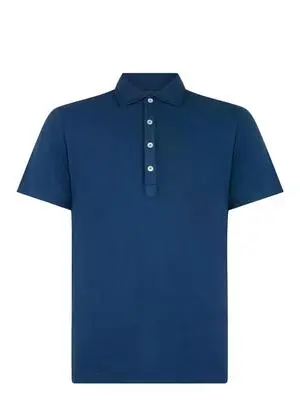 MOORER Fulton Short-sleeve Polo Shirt - Blue