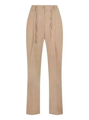 MOORER Antonia High-waisted Drawstring Trousers - Neutrals