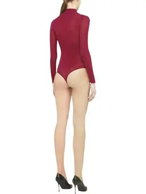 Wolford Bordeaux Turtleneck Thong Bodysuit - Red