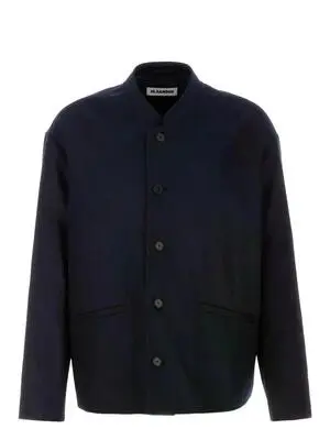JIL SANDER Button-up Collarless Jacket - Blue