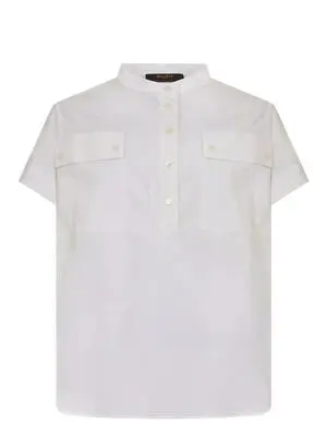 MOORER Short Sleeve Blouse - White