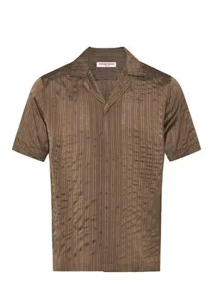 Orlebar Brown Relaxed Silk-blend Stripe Shirt - Bronze