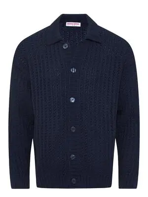 Orlebar Brown Relaxed Crochet-effect Knit Shirt - Blue