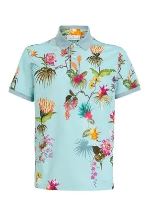 Etro Floral Jersey Polo Shirt - Blue