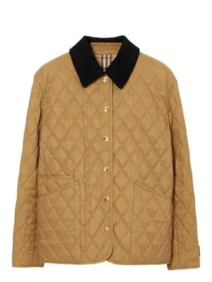 Burberry Quilted Jacket With Snap Buttons And Patch Pockets - Camel