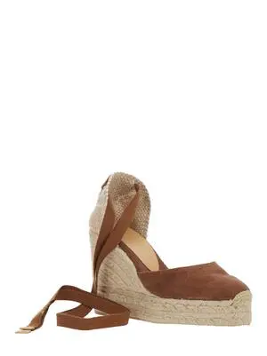 CastaÑer Straw-woven Wedge Espadrilles With Tie Fastening - Brown