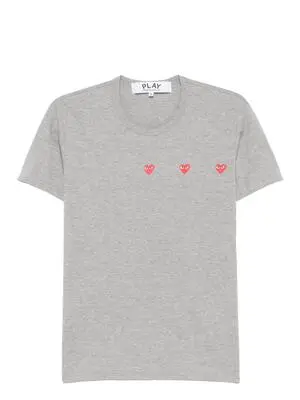 Play Comme Des Garcon Comme Des Garçons Play Triple Hearts Crewneck T-shirt - Grey