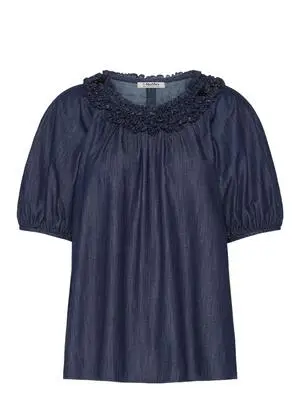 Max Mara Pleated Denim Shirt - Midnight Blue