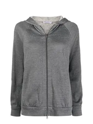 Brunello Cucinelli Trim Embellished Zipped Hoodie - Gray
