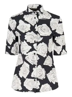 Marni Luna Print Poplin Short-sleeve Shirt - Black