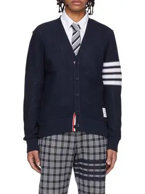 Thom Browne 4-bar Stripe V-neck Cardigan - Blue