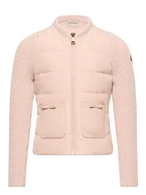 Moncler Padded Wool Cashmere Zip-up Cardigan - Pink